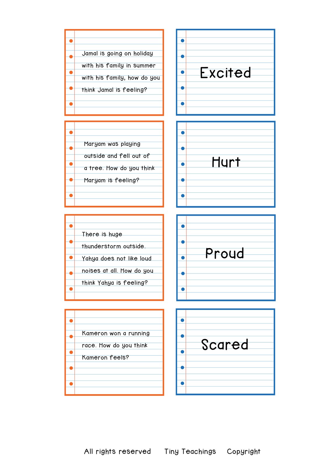 Empathy Matching Flash Cards Printable I Sunnah I Prophet Muhammad ...