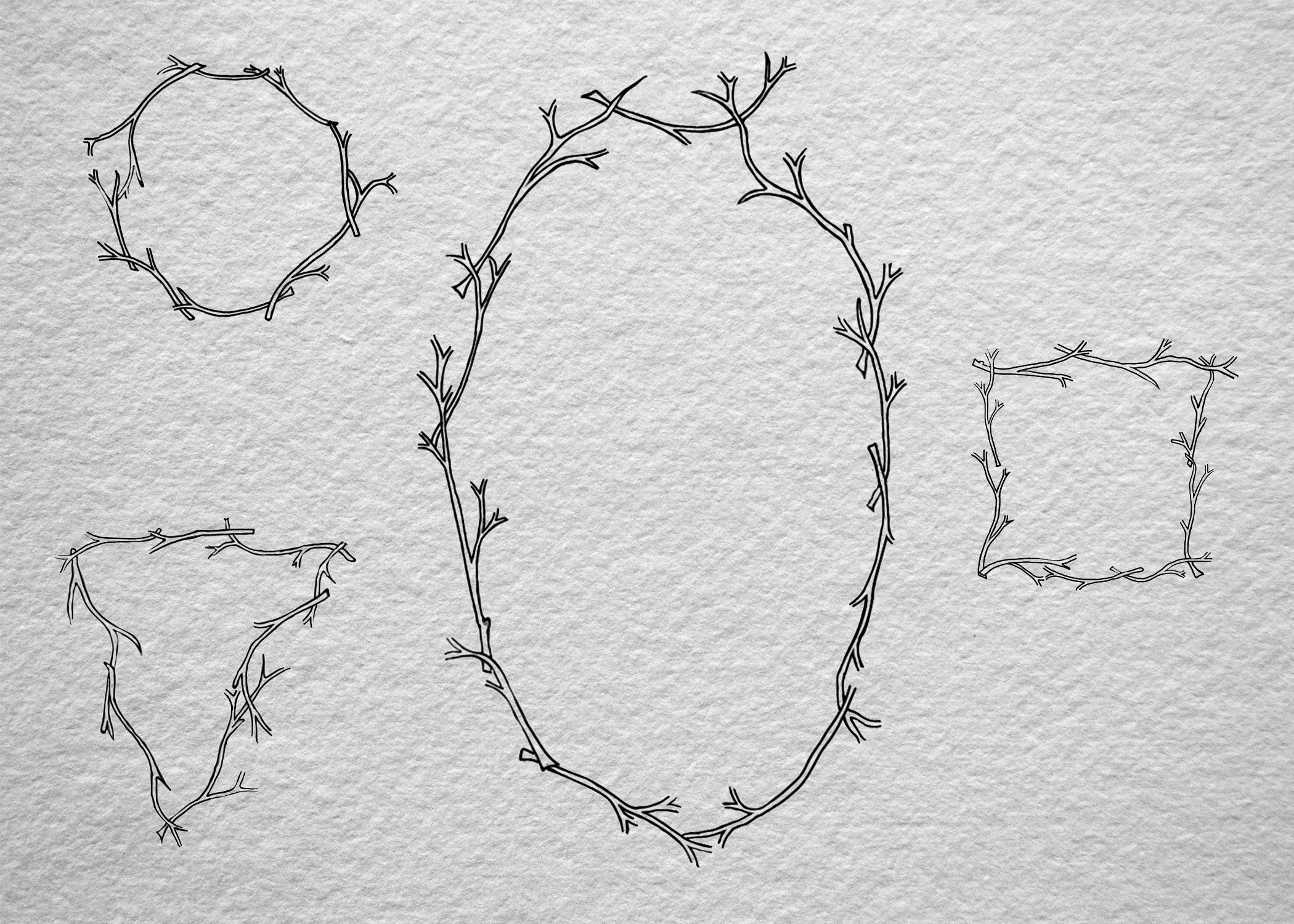 Branch and Stick Frames Clip Art Hand Drawn - Etsy