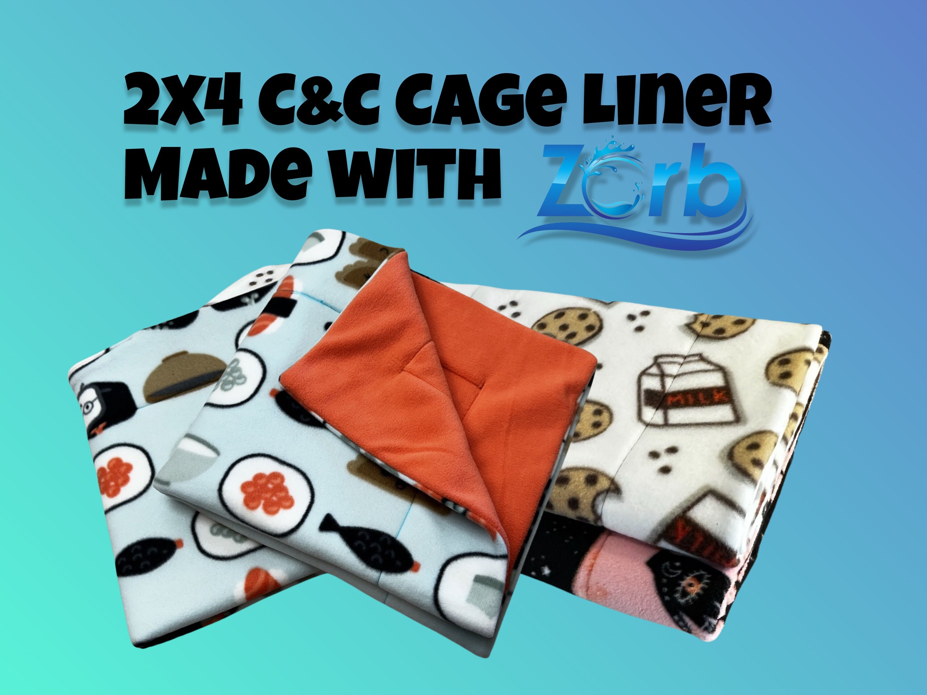 2X4 C&C Guinea Pig Liner Made With Zorb® Fleece Cage Liners Pet Bedding ...