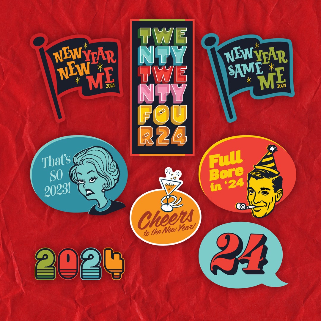 New Year Stickers, 2024, Happy New Year, NY2024 - Etsy
