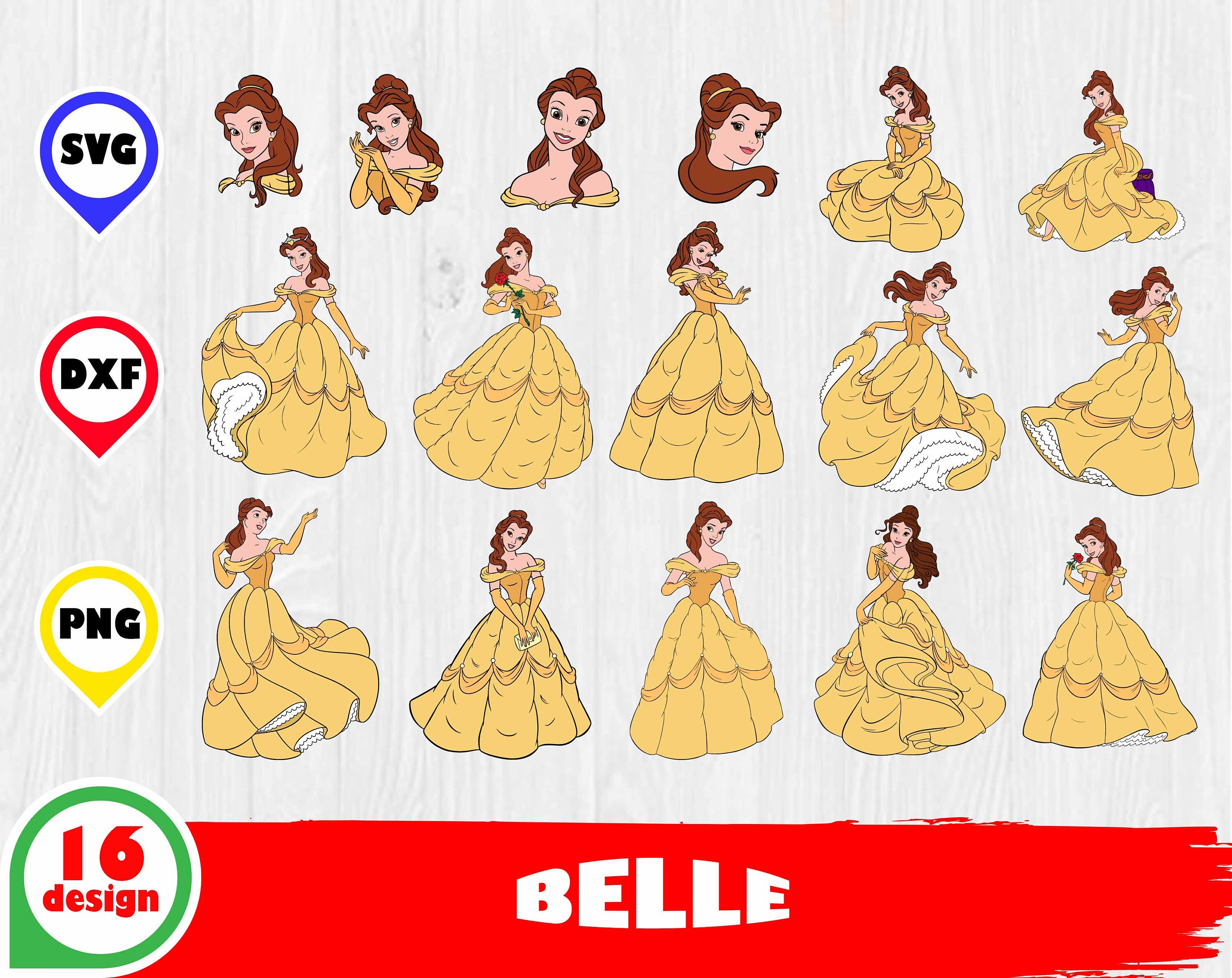 Belle SVG DXF PNG Clipart Silhouette & Cut Files | Etsy