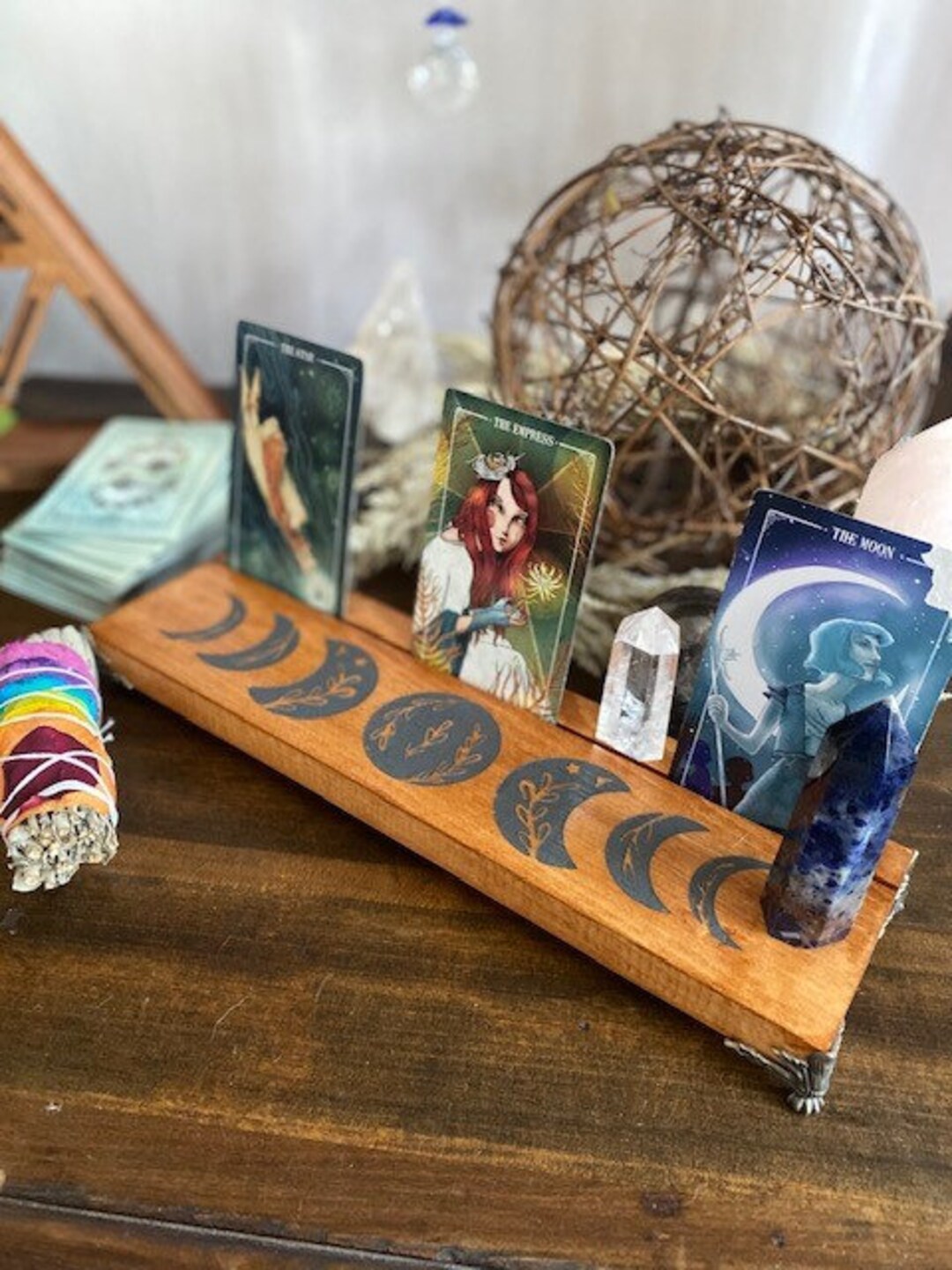 Metaphysical Decor, Moon Phase Tarot Holder, Card of the Day, Tarot ...