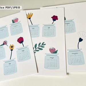 2026 Flower Desk Calendar PNG Floral Desktop Calendar Gift SVG for ...