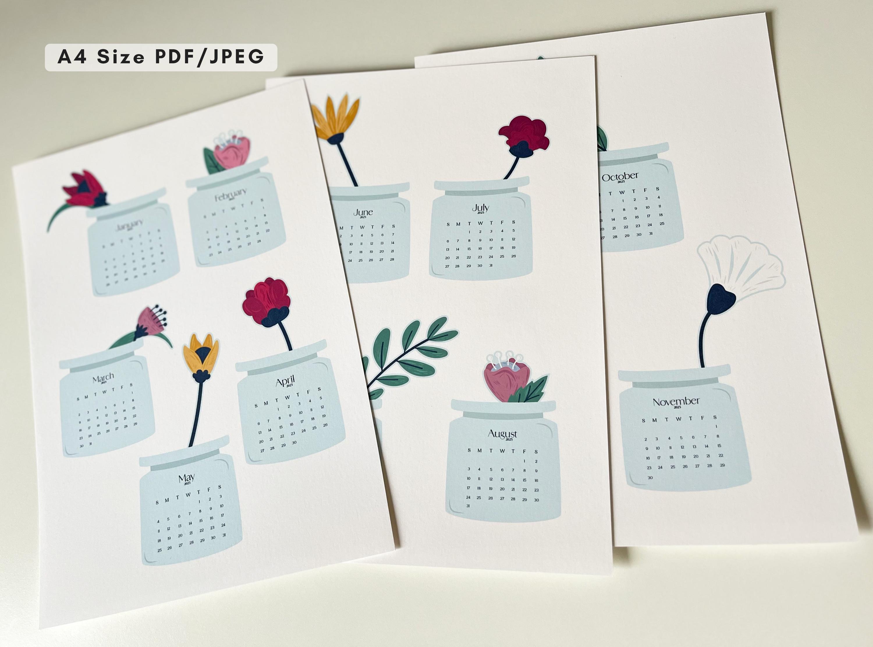 2026 Flower Desk Calendar PNG Floral Desktop Calendar Gift SVG for ...