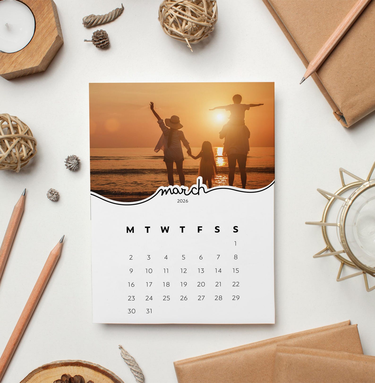2026 Canva Calendar Editable Photo Calendar Template 2026 5x7 Inch Desk ...