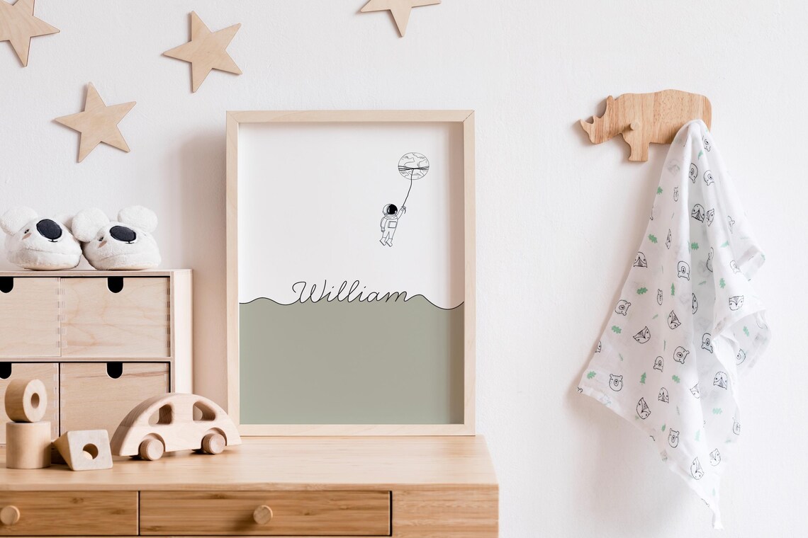 Personalized Baby Name Sign Space Custom Newborn Gift Nursery Girl Boy ...