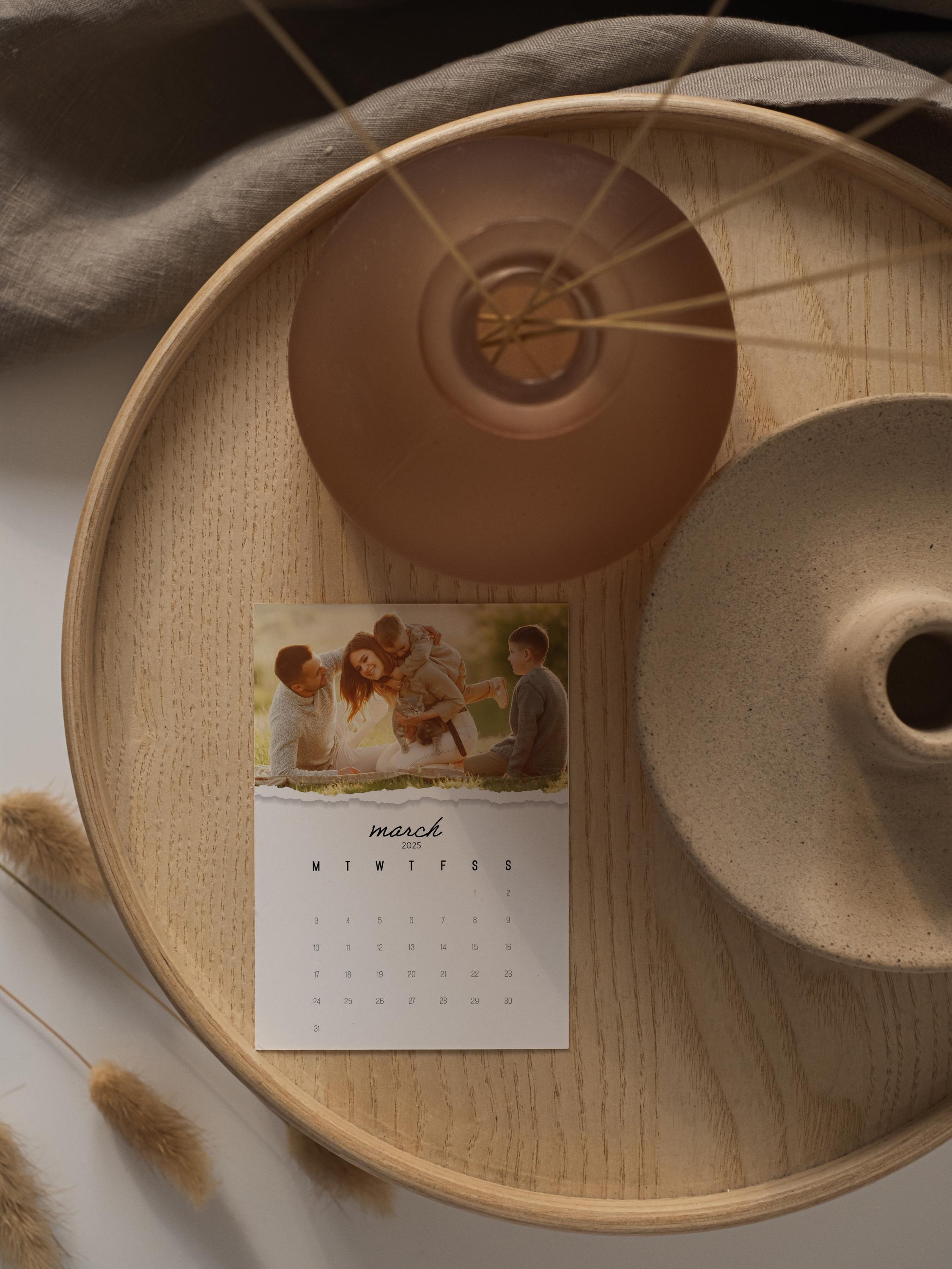 Editable Photo Calendar Template, 2025 5x7 Inch Desk Calendar, Custom ...