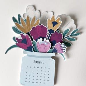 2026 Flower Desk Calendar PNG Floral Desktop Calendar Gift SVG for ...