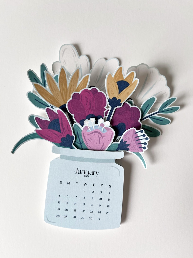 2026 Flower Desk Calendar PNG Floral Desktop Calendar Gift SVG for ...