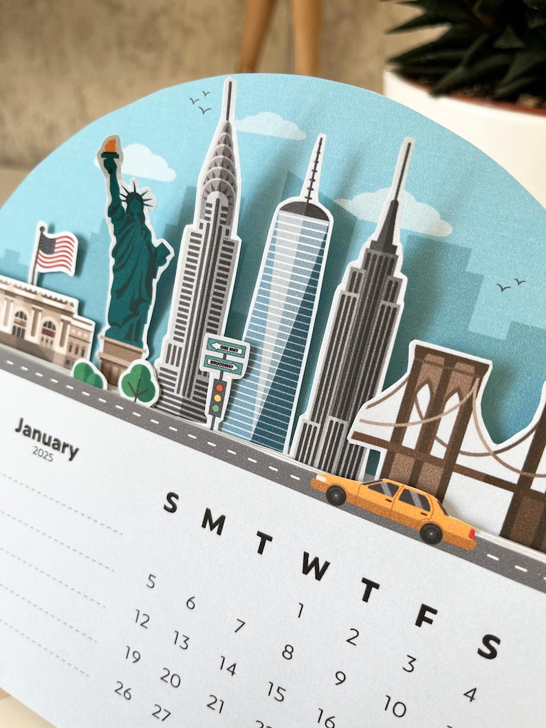 2026 Calendar SVG Printable Calendar Traveling Card PNG Newyork City ...