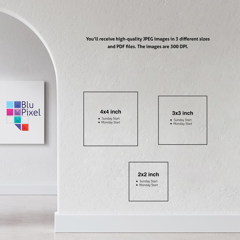 2026 Calendar Printable Mini Cards 4x4 | 3x3 | 2x2 Sunday & Monday ...