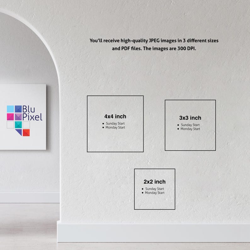 2026 Mini Calendar Cards 4x4 3x3 2x2 Inch Printable Mini Calendar ...