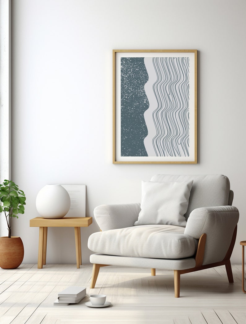 Minimal Art With Wavy Lines, Gallery Wall Art Set of 5 Different Colors ...