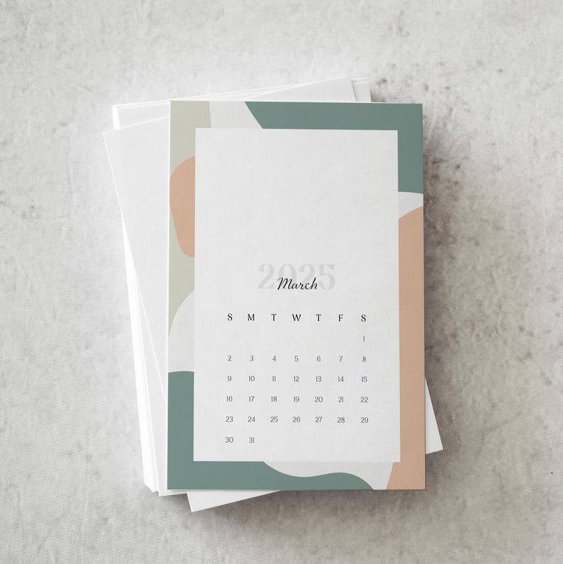 2025 5x7 Inch Calendar, Printable Calendar Cards, Mon & Sun Monthly ...