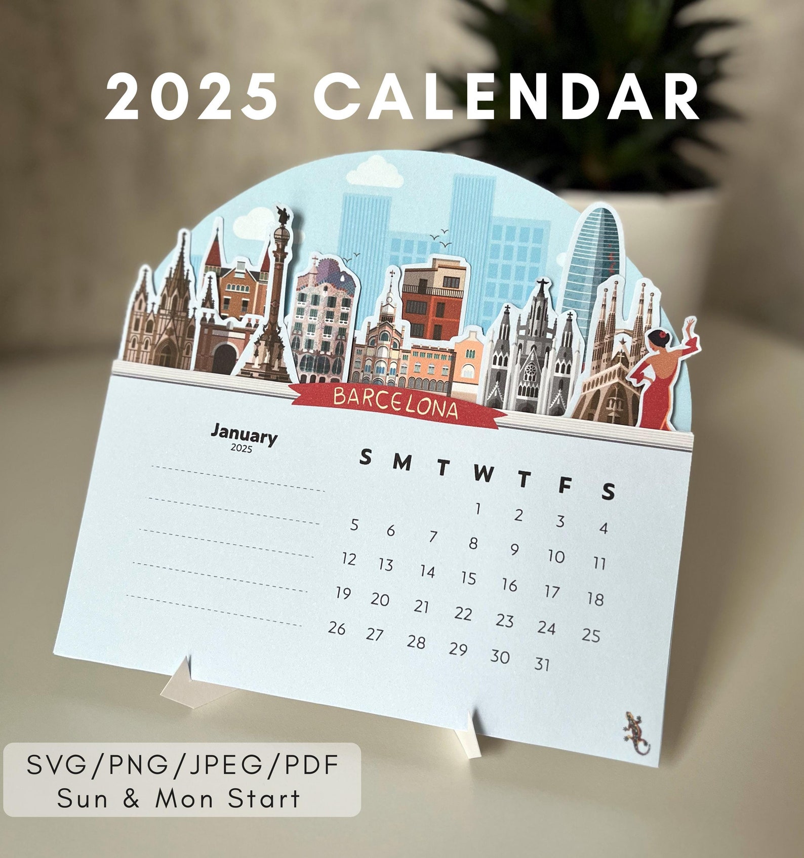 Printable Calendar 2025 SVG Cut File Printable Gift Mini Traveling Card ...