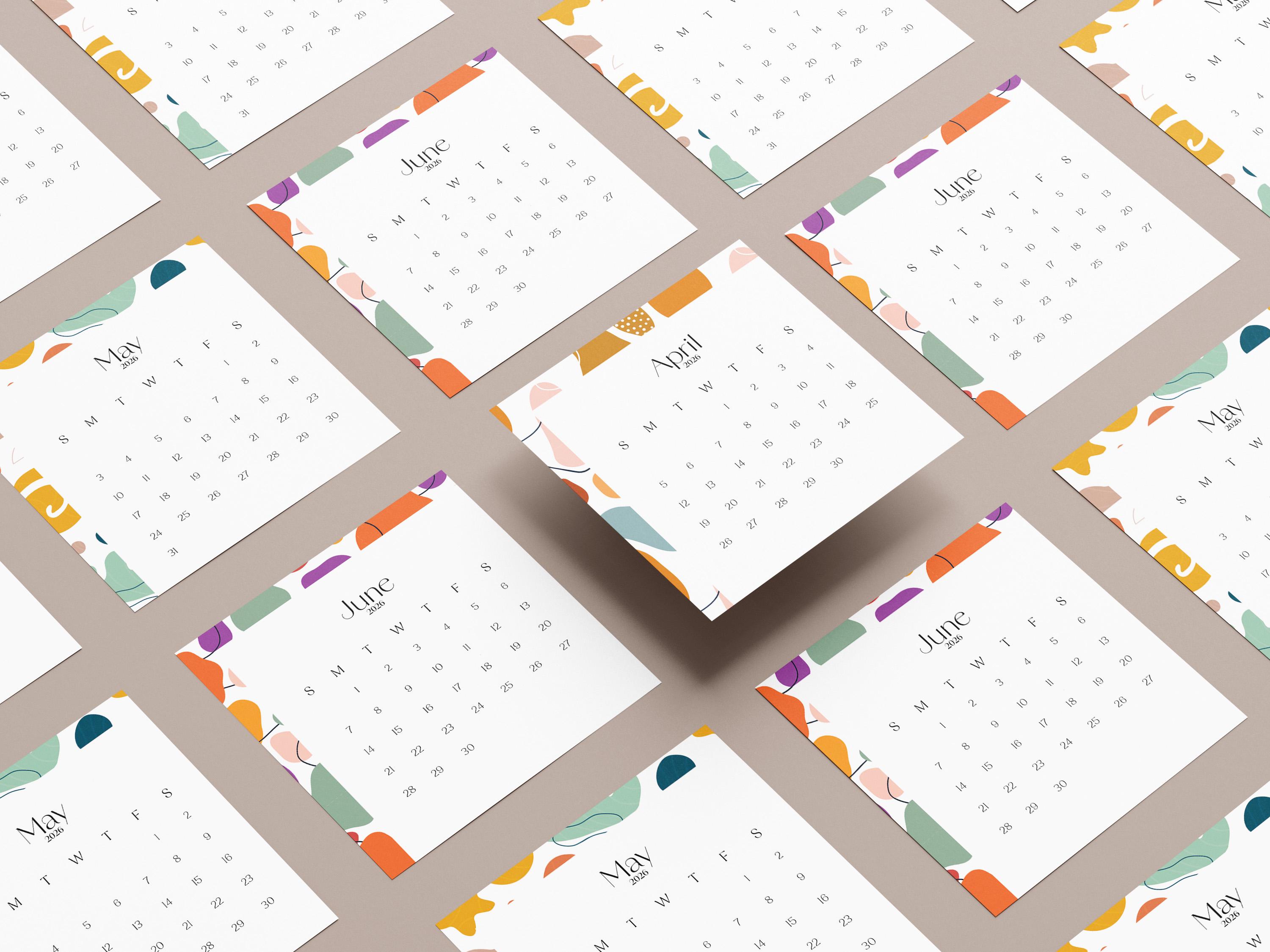2026 Calendar Printable Mini Cards 4x4 | 3x3 | 2x2 Sunday & Monday ...