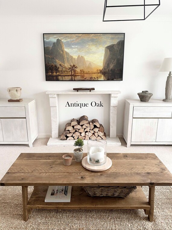 Reclaimed Wood Rustic Coffee Table With Shelf the Splay Coffee Table Etsy
