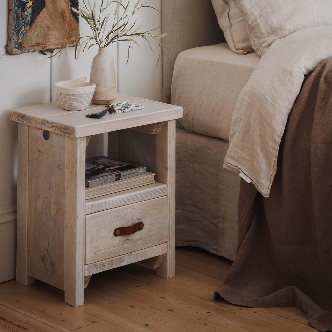 Rustic Reclaimed Wood Bedside Table With Drawer - the Auckland Side ...