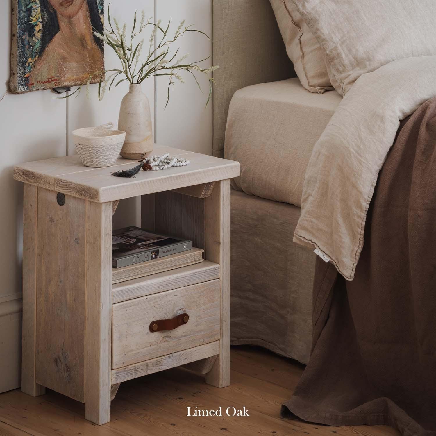 Rustic Reclaimed Wood Bedside Table With Drawer the Auckland Side Table Etsy