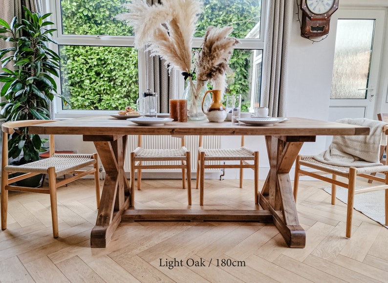 Light Oak Wooden Dining Table Rustic Solid Wood Farmhouse - Etsy