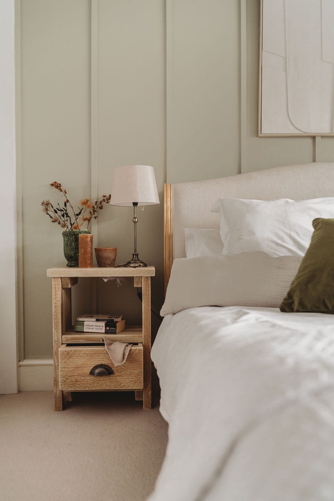 Rustic Bedside Table With Drawer Reclaimed Wooden Side Table Handmade ...