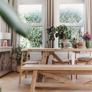 Solid Wood Bench Rustic Dining Bench Handcrafted Scandinavian Farmhouse ...