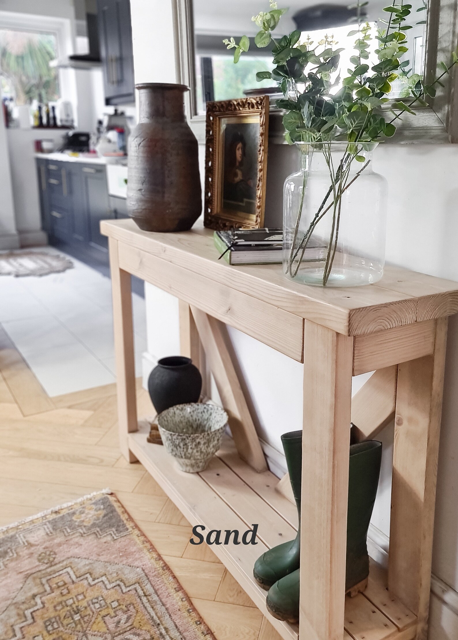 Solid Wood Console Table Rustic Wooden Hall Table - Etsy