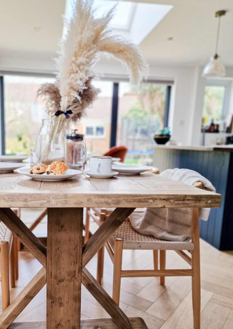Light Oak Wooden Dining Table Rustic Solid Wood Farmhouse - Etsy