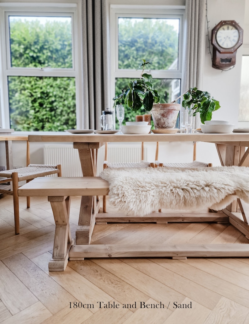 Light Oak Wooden Dining Table Rustic Solid Wood Farmhouse - Etsy