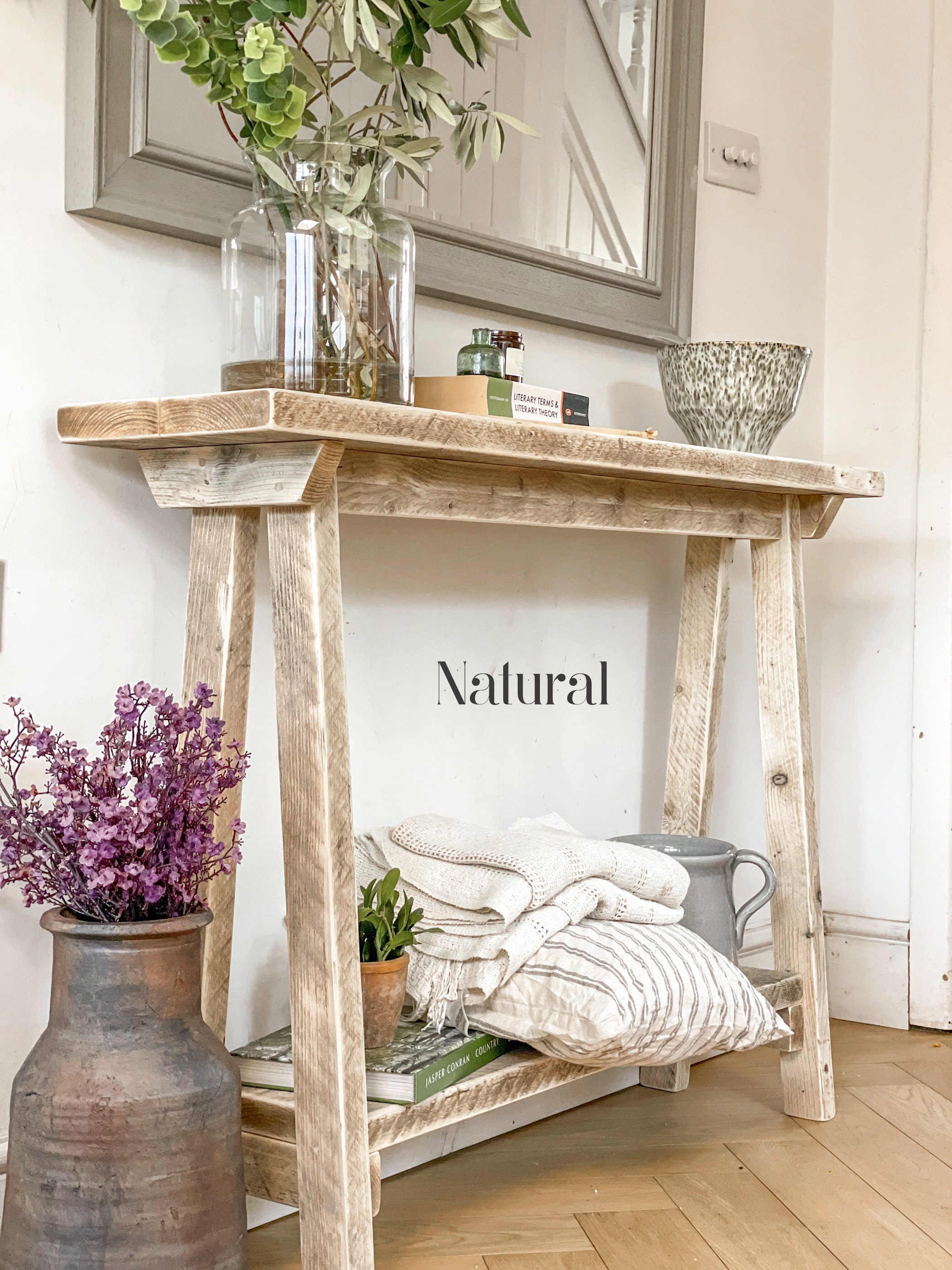 Rustic Console Table Narrow Reclaimed Wood Console Table and - Etsy UK