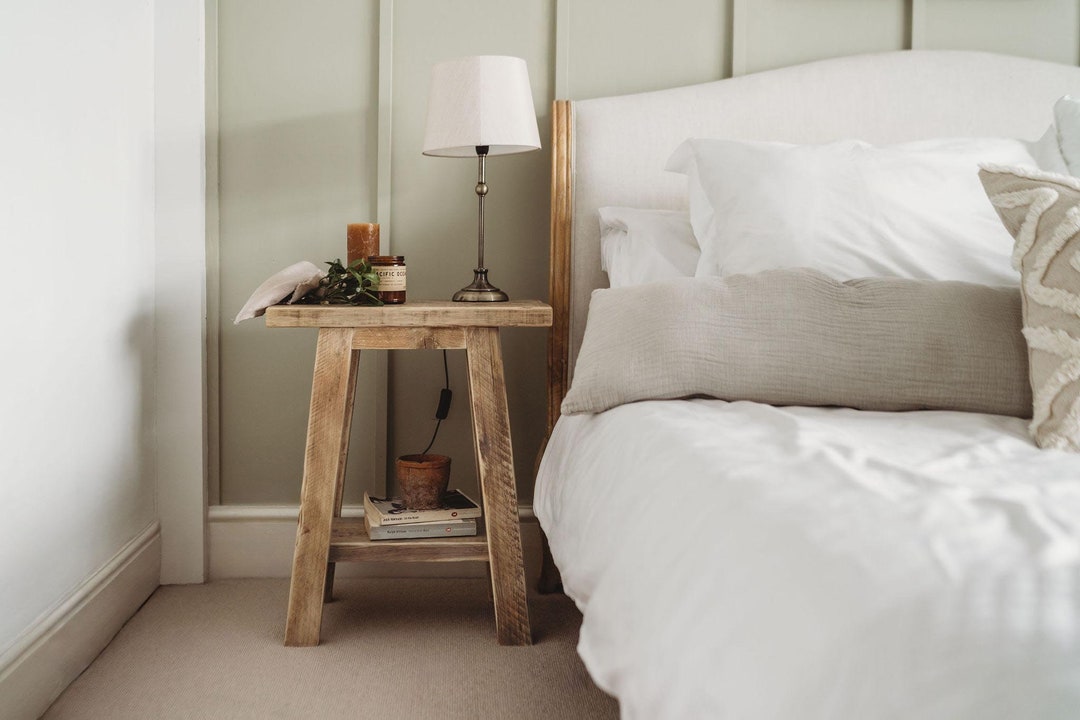 Rustic Wooden Side Table and Bedside Table Small Reclaimed Vintage Wood ...