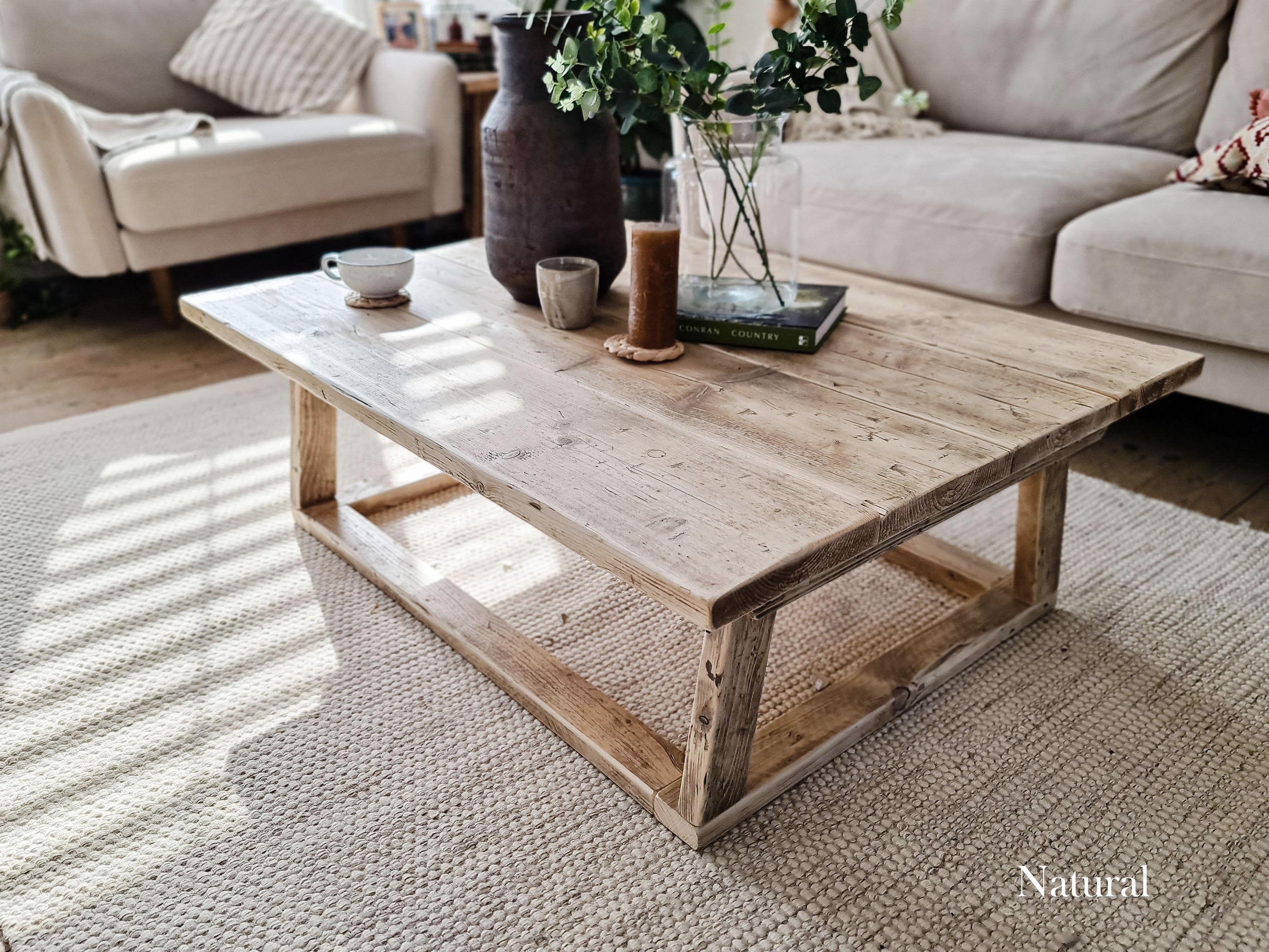 Rustic Wood Coffee Table Large Reclaimed Wooden Coffee Table - Etsy UK