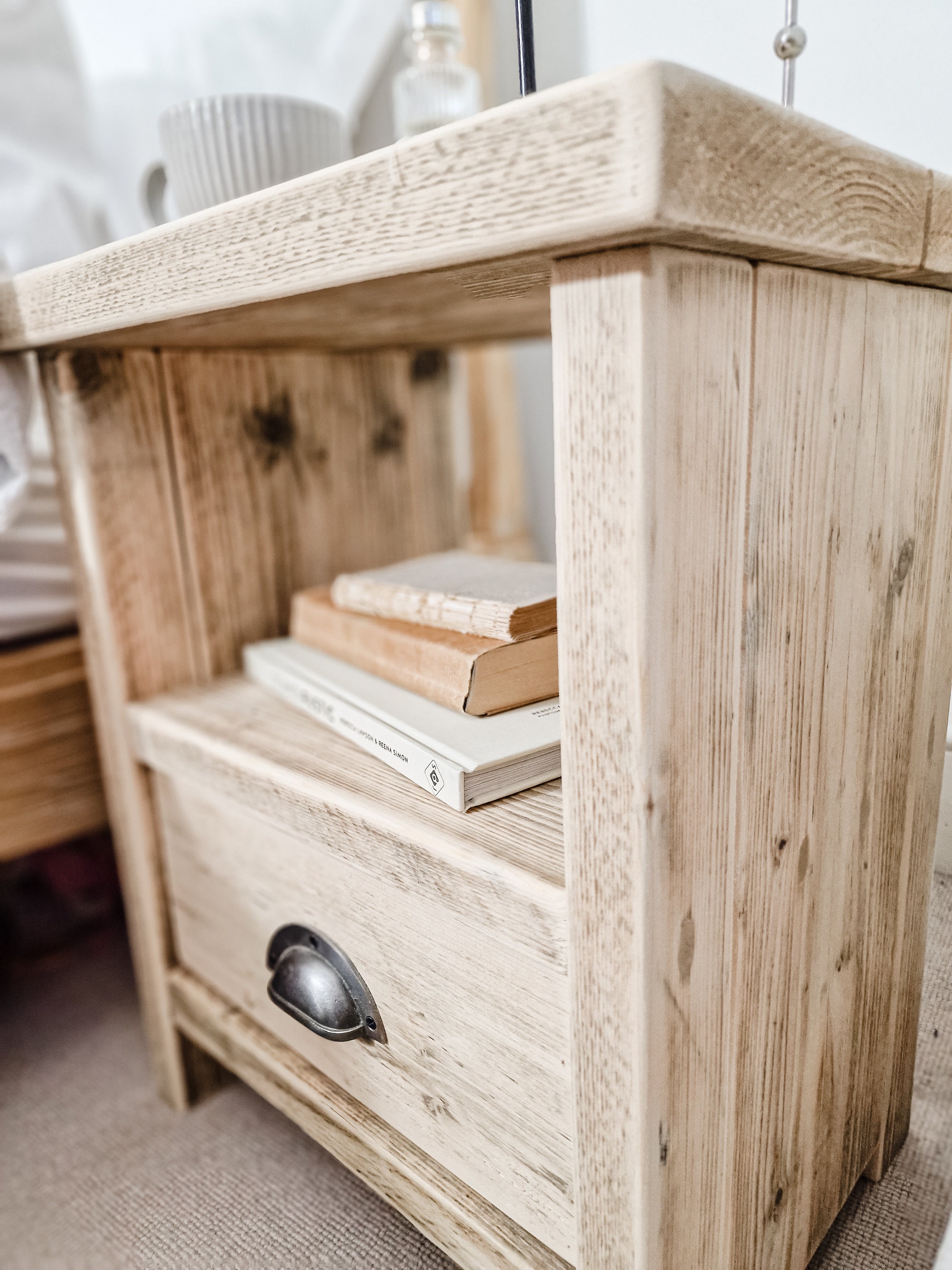Rustic Bedside Table With Drawer Reclaimed Wooden Side Table - Etsy UK