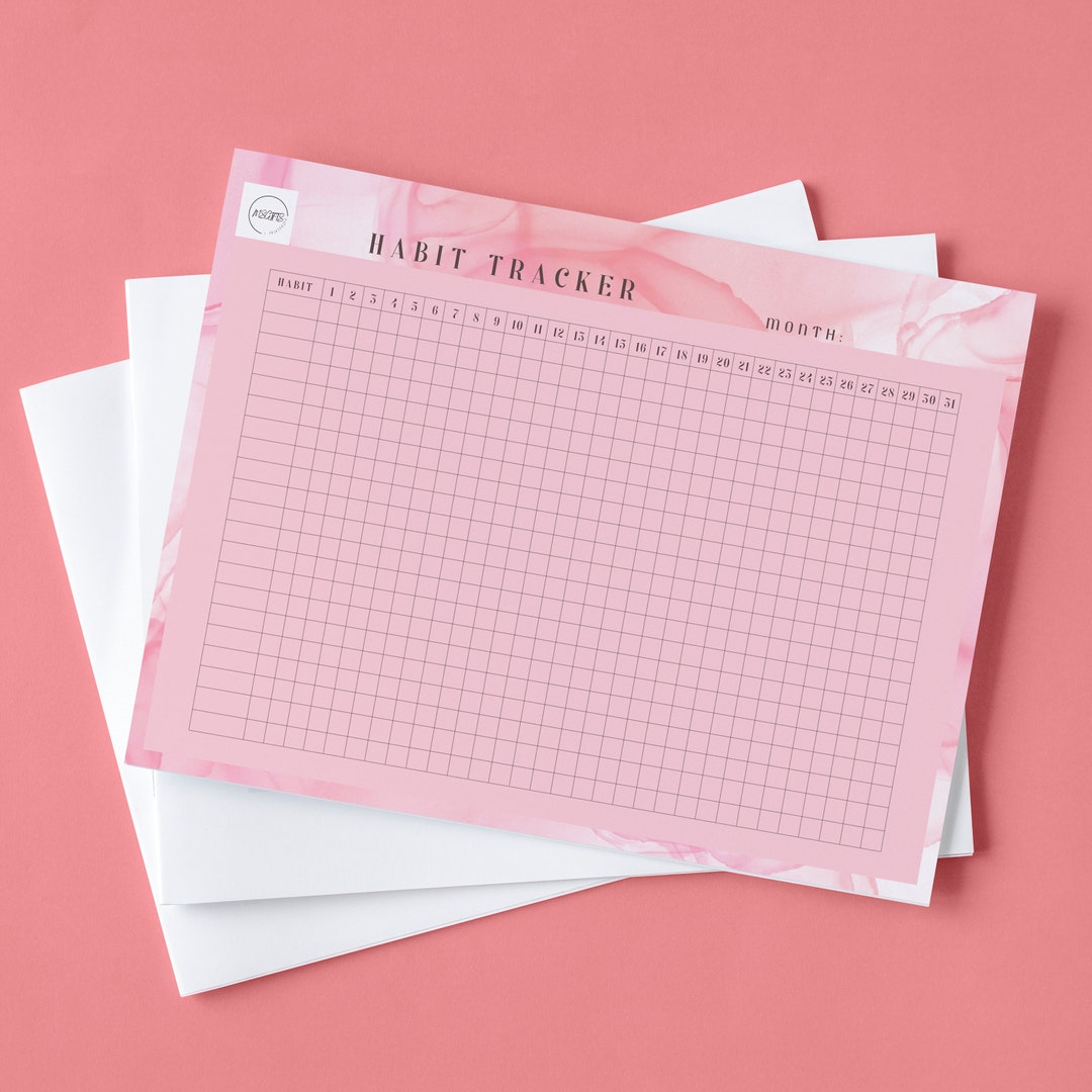 Pink Habit Tracker Planner Page - Etsy