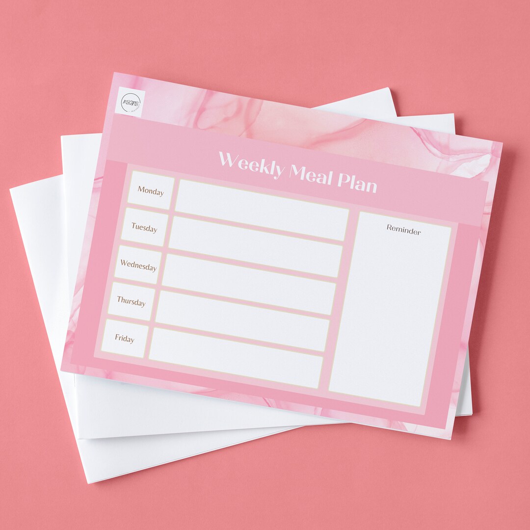 Pink Weekly Meal Plan Planner Page - Etsy