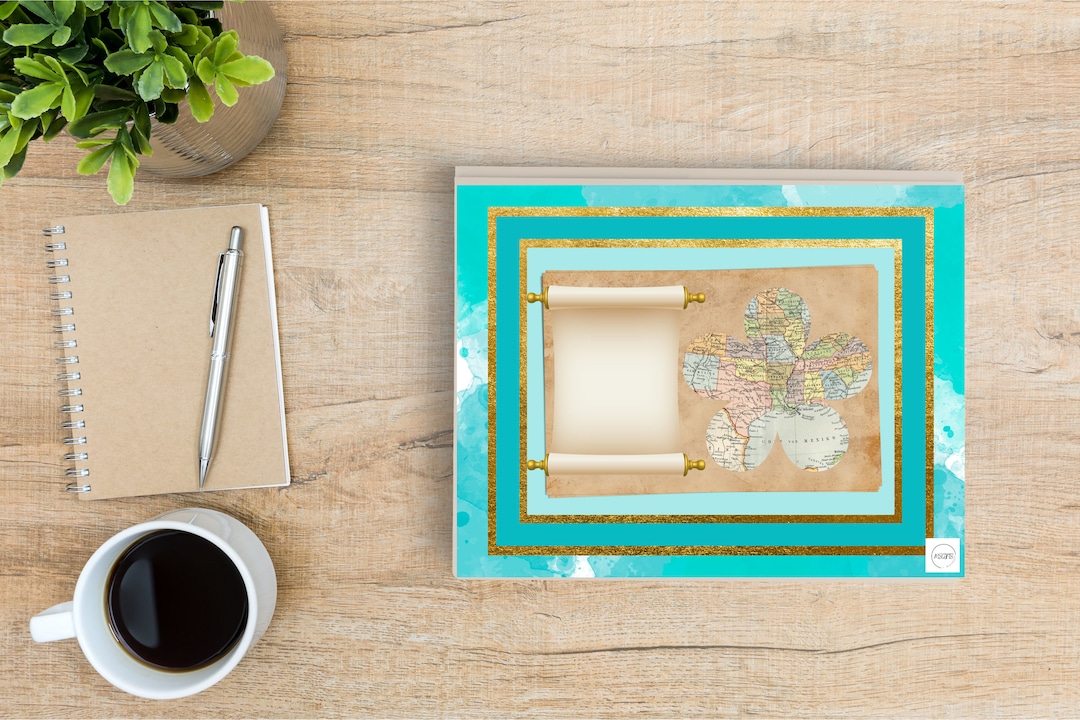 Aqua Scroll and Map Planner Page - Etsy