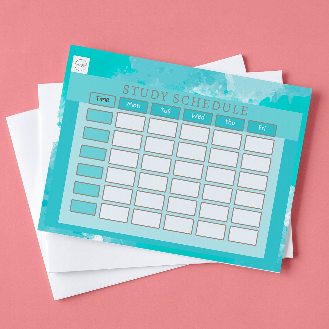 Aqua Study Schedule Planner Page - Etsy