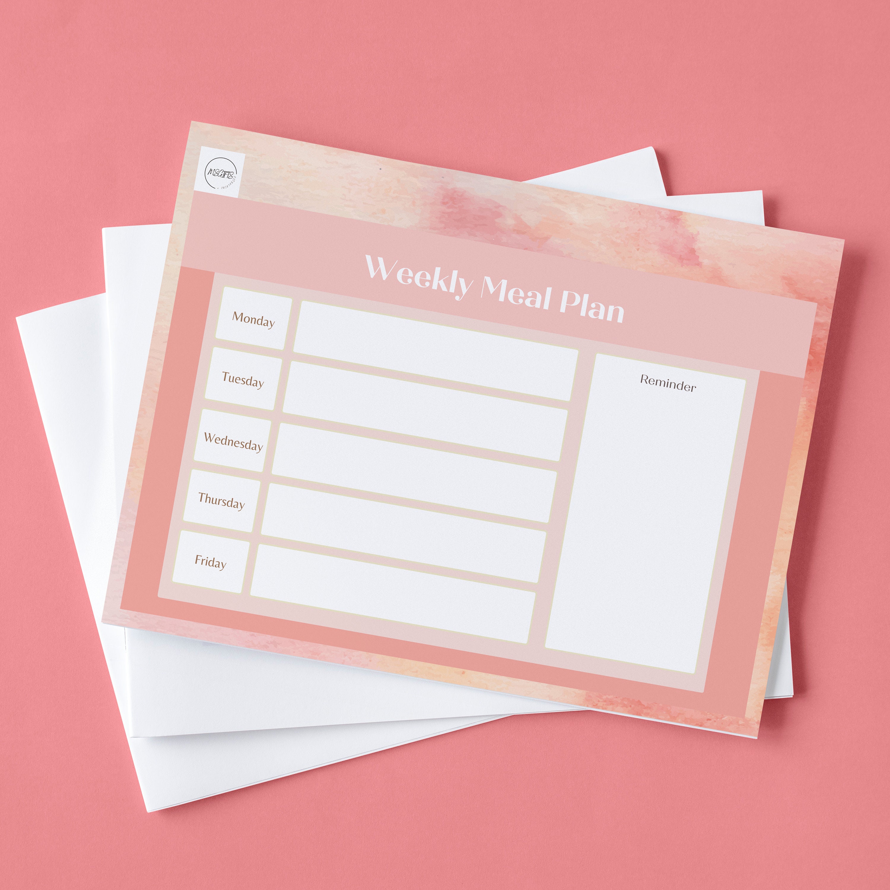 Peach Weekly Meal Plan Planner Page - Etsy