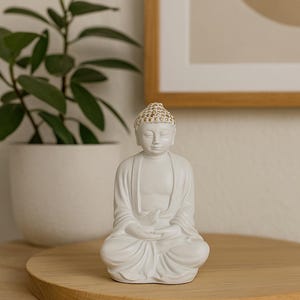 White Gautama Buddha Statue, Zen Meditation Decor, Minimalist Buddha ...