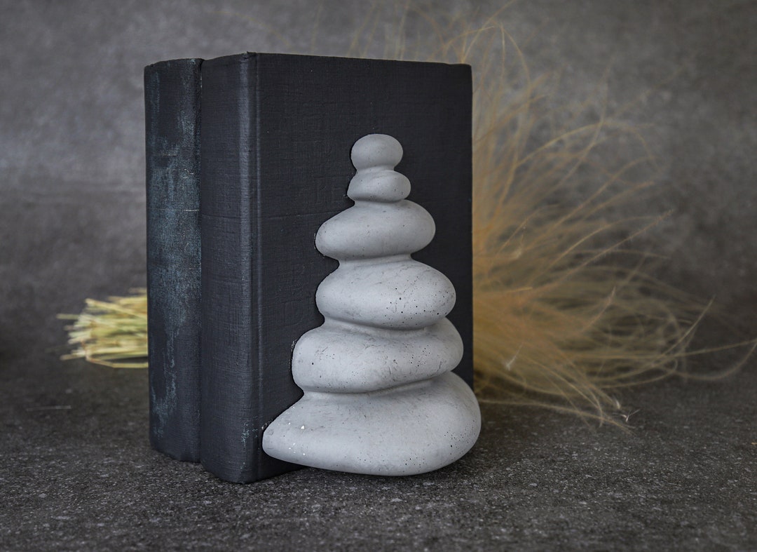 Stacked River Rocks Concrete Bookend: Zen Decor Gift - Etsy