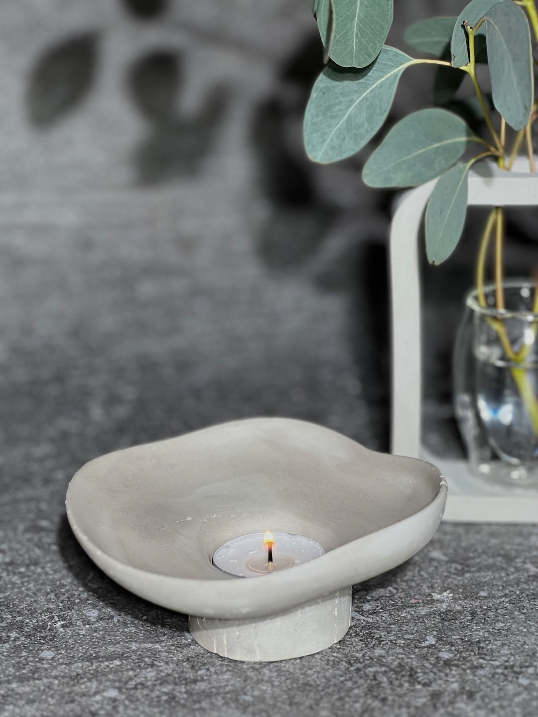 Concrete Tea Light Holder, Minimalist Concrete Decor, Meditation ...