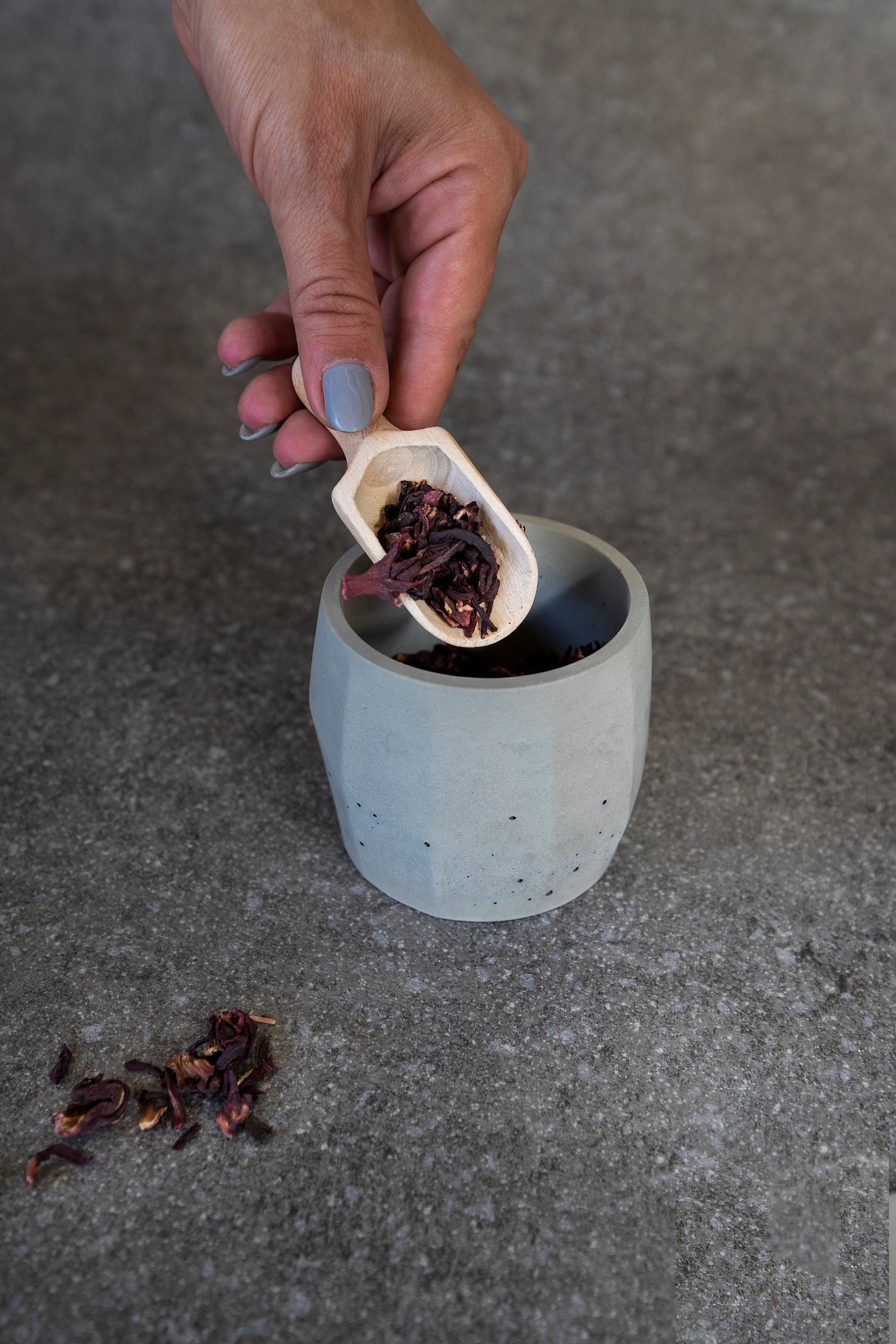 Concrete Spice Jar With Lid, Loose Leaf Tea Storage, Cement Pantry or ...