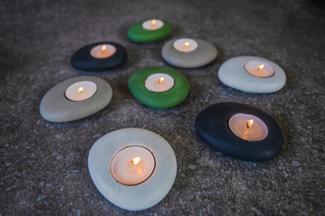 Handmade Concrete Tea Light Holder: Unique Stone Candle - Etsy