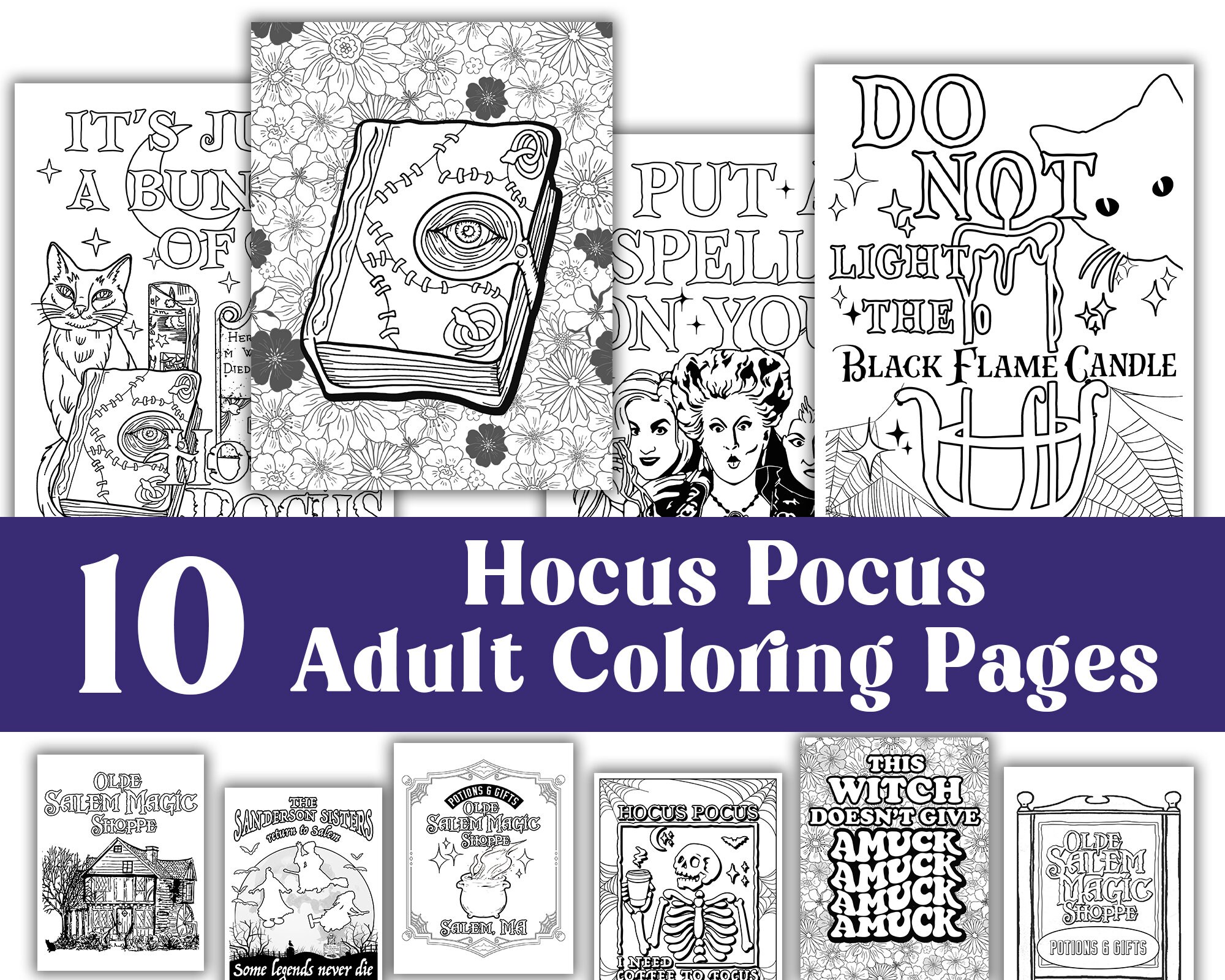 Hocus Pocus Printable Coloring Pages, Halloween Coloring Pages for Kids ...
