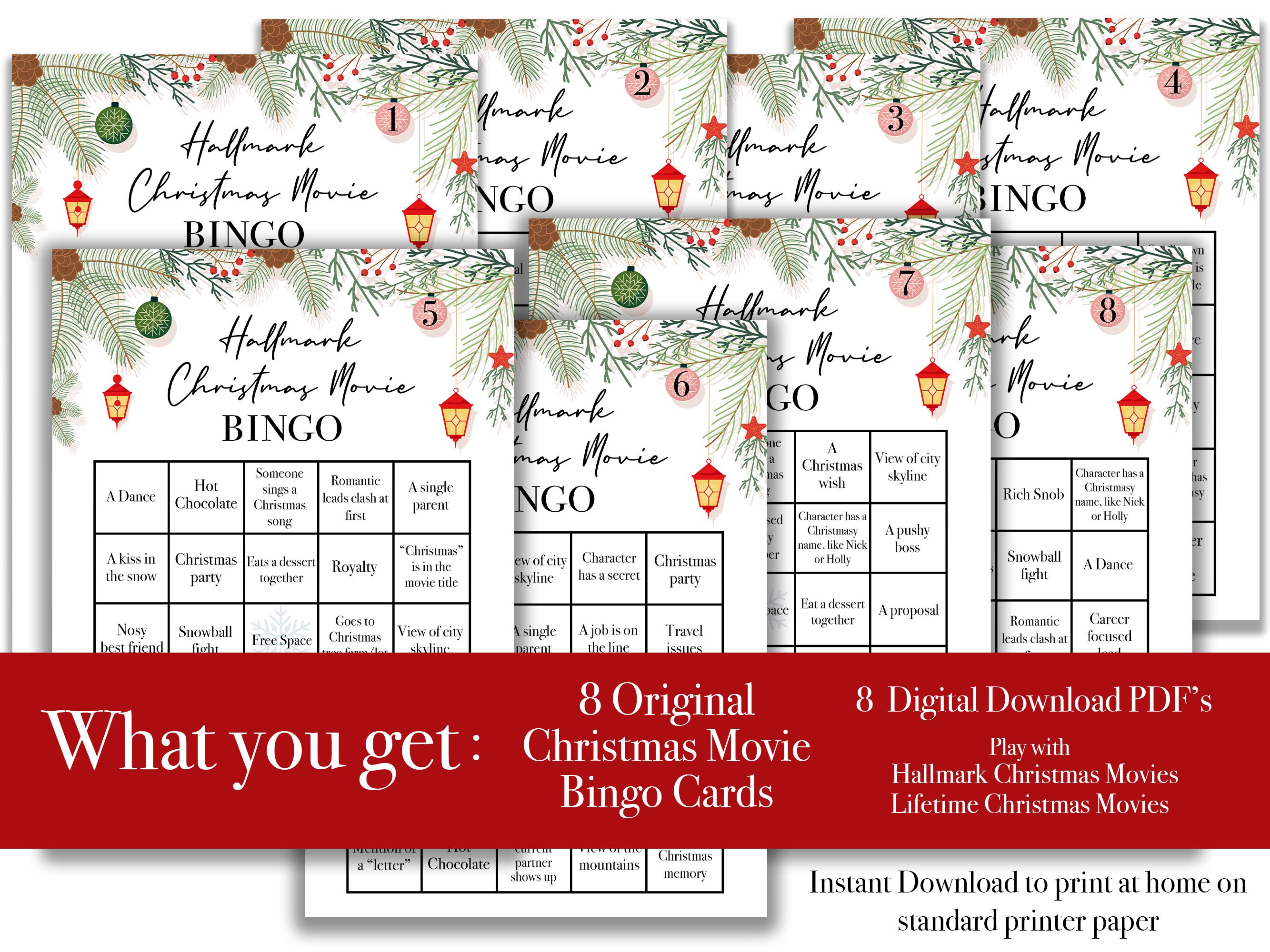 Christmas Movie Bingo Printable Christmas Games, Printable Christmas ...