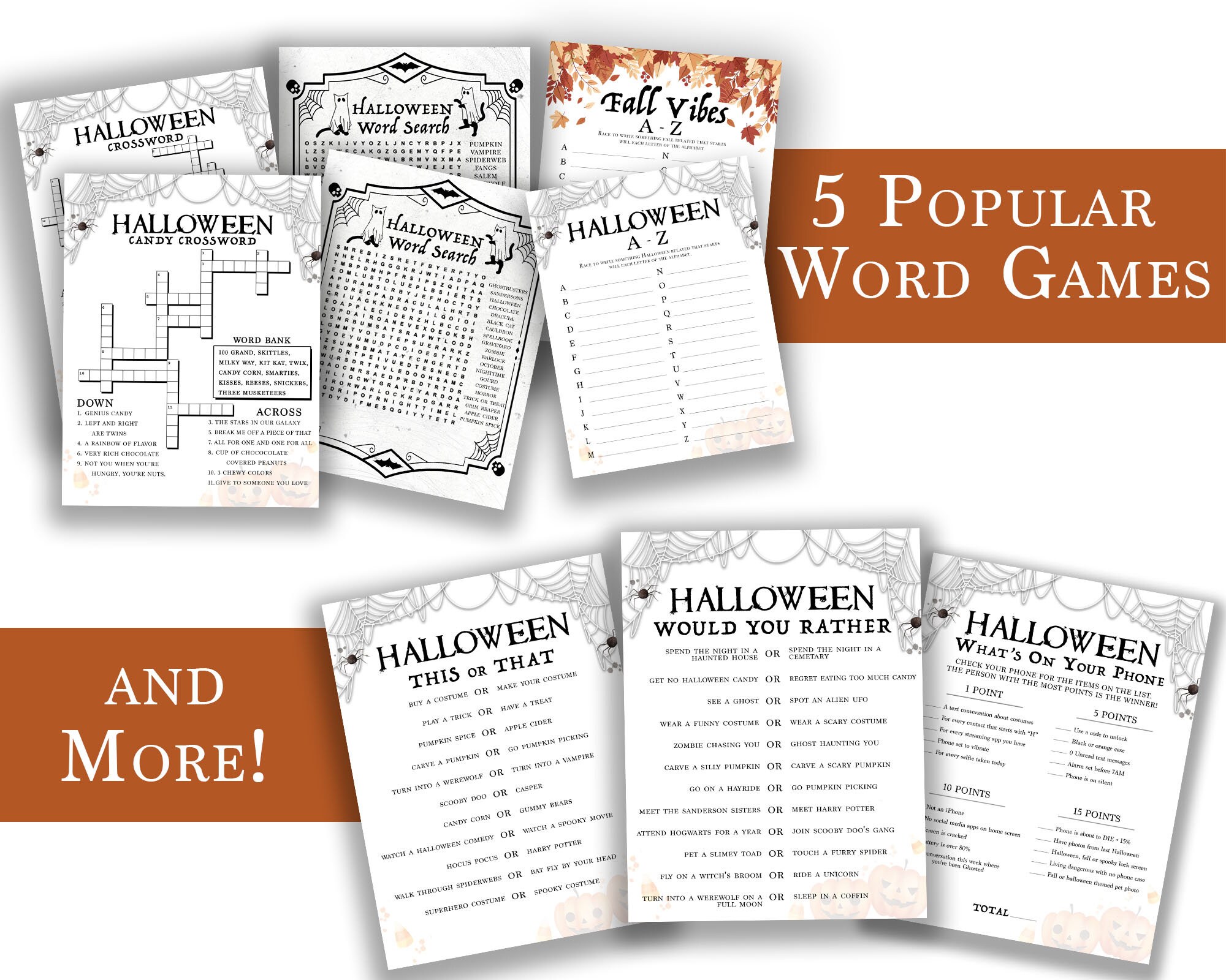 15 Halloween Games Bundle, Printable Halloween Party Games, Fun ...