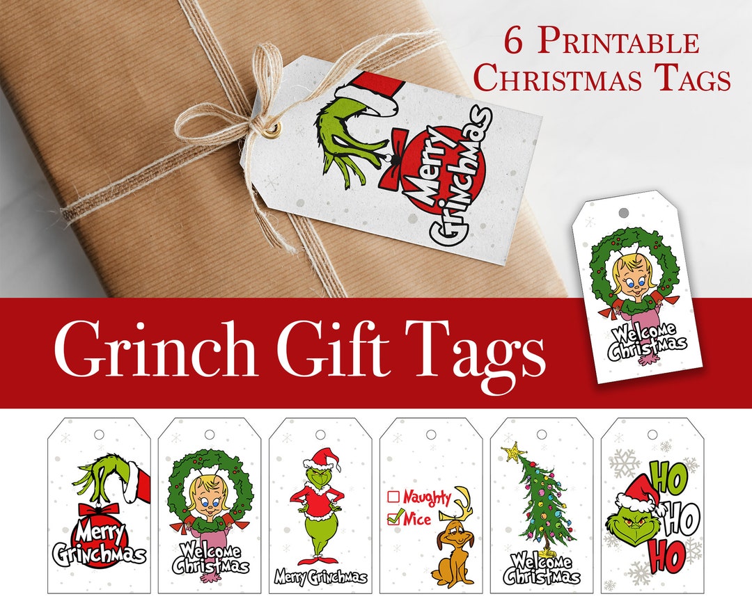Christmas Grinch Gift Tags Printable Funny Christmas Gift Tags Set of 6 ...