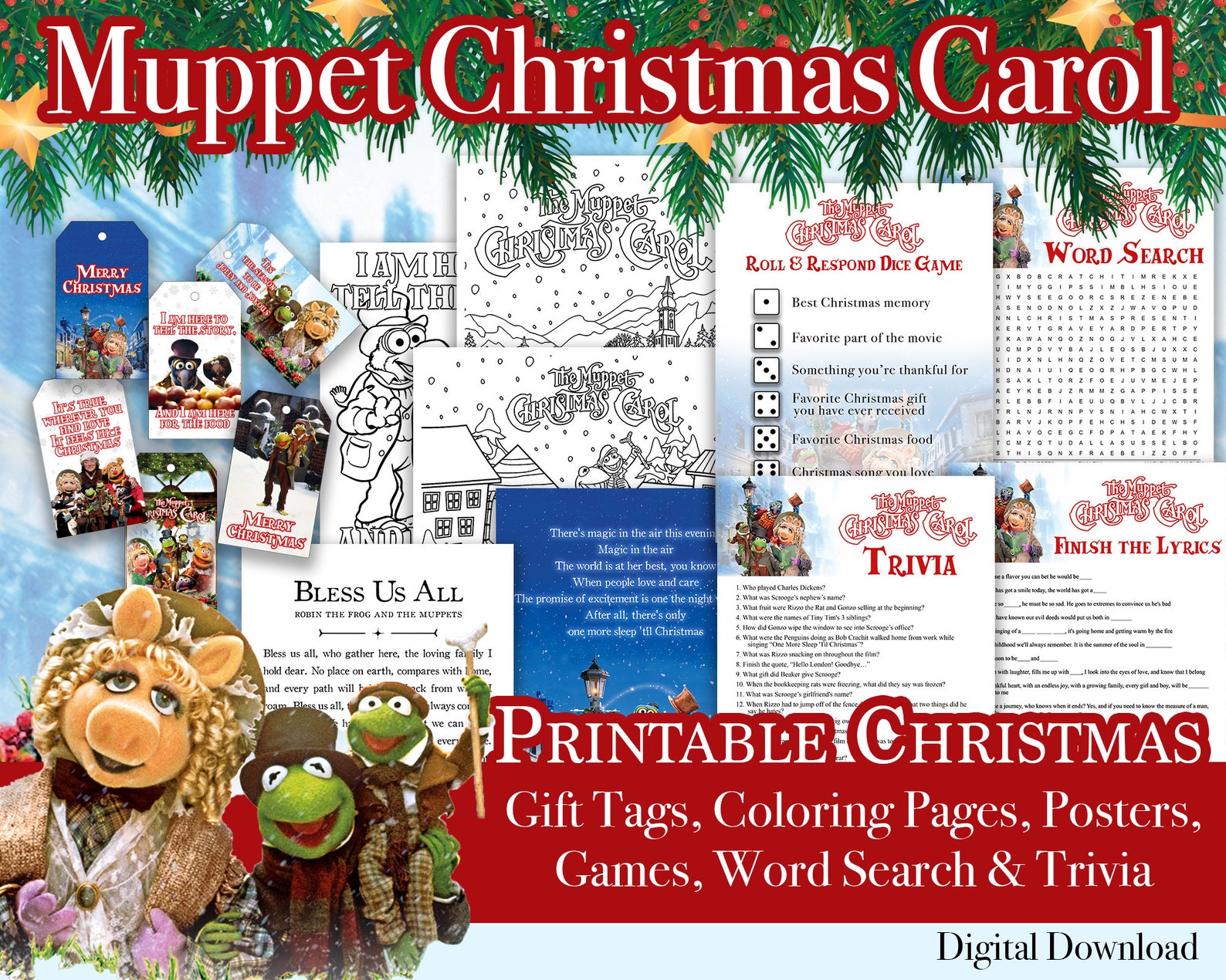 Muppet Christmas Carol Printable Christmas Gift Tags, Christmas Games ...