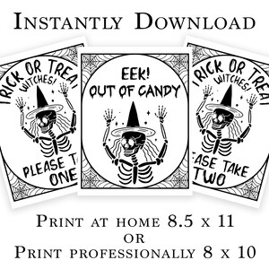 Witchy Trick or Treat Sign Printable Halloween Candy Sign, Please Take ...