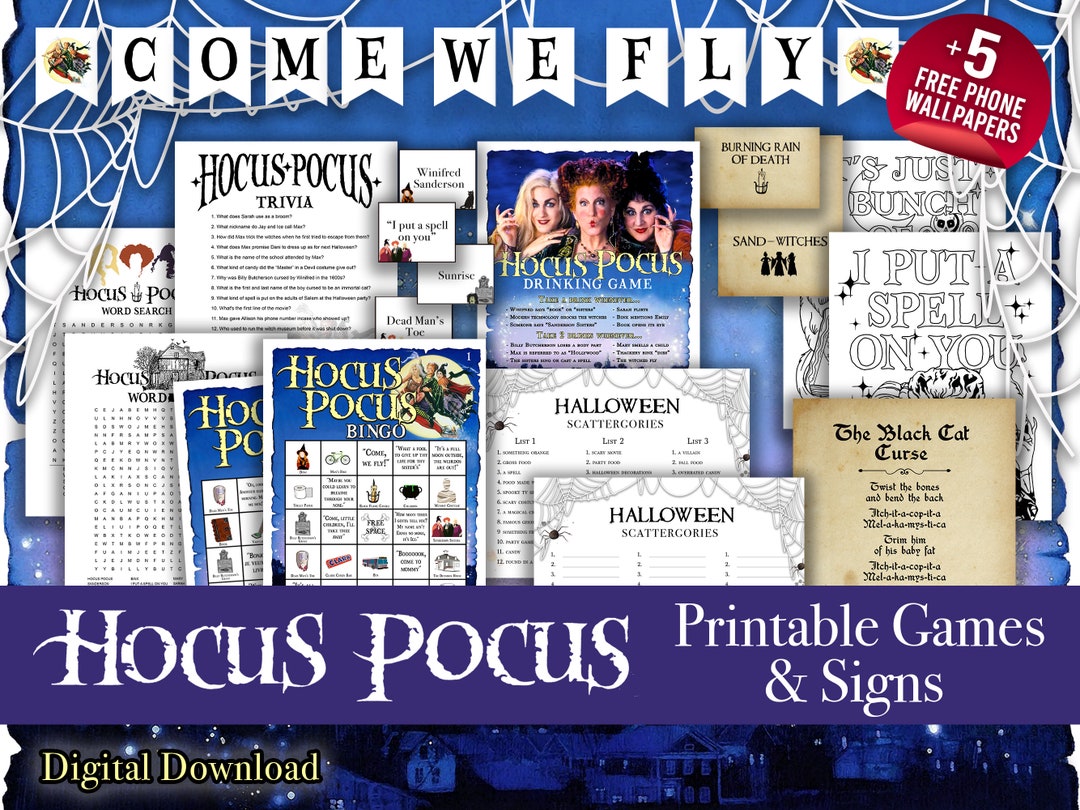 Hocus Pocus Party Printable Halloween Games, Printable Hocus Pocus ...